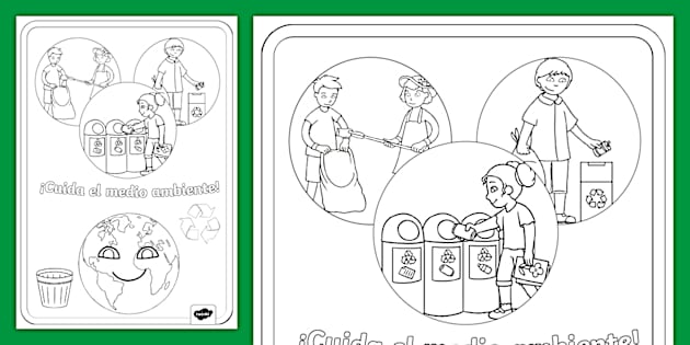 Hoja de colorear: Cuidado del medio ambiente | Twinkl