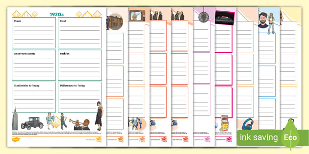 Decades Fact File Templates Pack (teacher made) - Twinkl