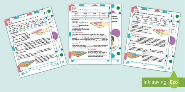 Holi Differentiated Cloze Activity (l'enseignant a fait)