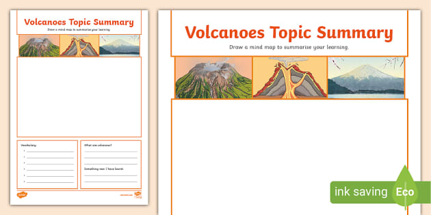 Volcanoes Topic Summary Template (teacher made) - Twinkl