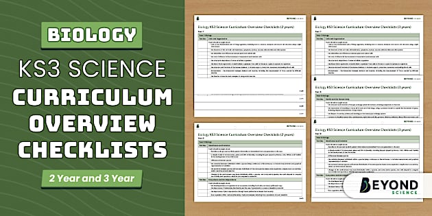 Biology - KS3 Science Curriculum Overview Checklists