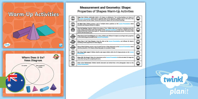 Year 3 Shape: Properties of Shapes Warm-Up Activities Pack
