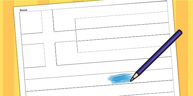 Greece A4 Colouring Flag (teacher made) - Twinkl