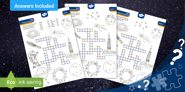 Fun Space Crossword Picture Puzzle - Puzzles for Kids