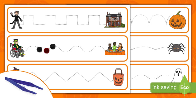 Halloween Trails Fine Motor Skills Cards | Twinkl - Twinkl
