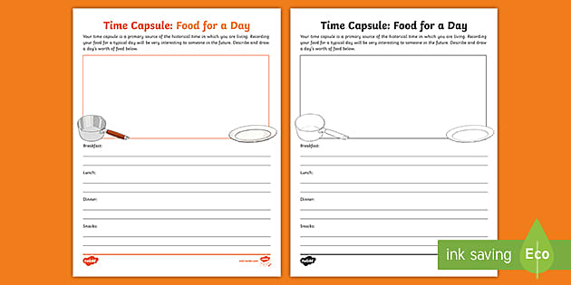 Time Capsule: Food for a Day for 3rd-5th Grade - Twinkl