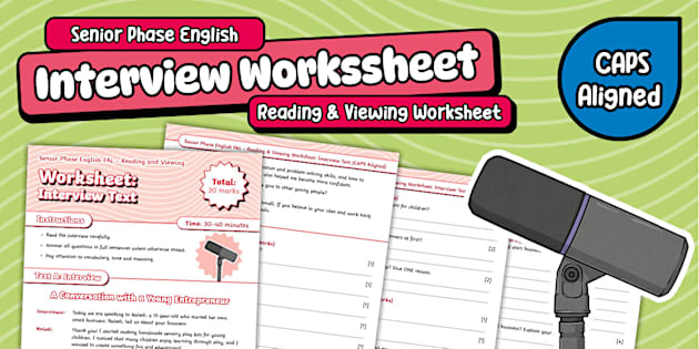 Senior Phase - English FAL – Reading & Viewing Worksheet: Interview ...