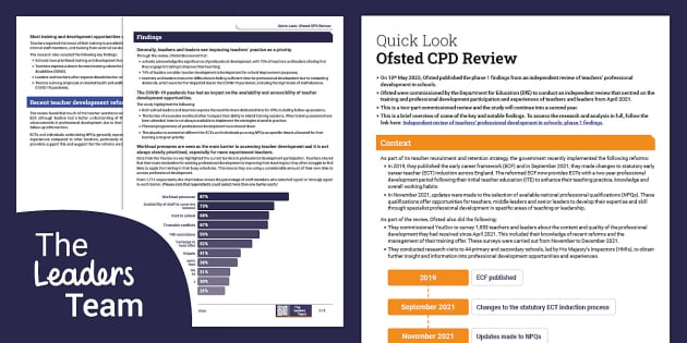 Quick Look: Ofsted CPD Review - SLT (teacher made) - Twinkl