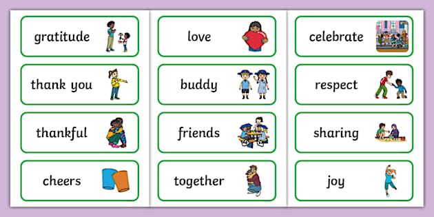 World Gratitude Day Word Cards (teacher made) - Twinkl