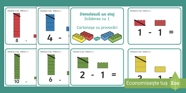 Scăderea cu 1: Demolează un etaj – Cartonașe cu provocări