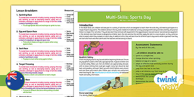 FREE! - Move PE Year 1 Multi-Skills: Sports Day Unit Overview