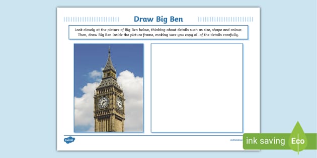 Draw Big Ben Art Activity,Big Ben (Teacher-Made) - Twinkl
