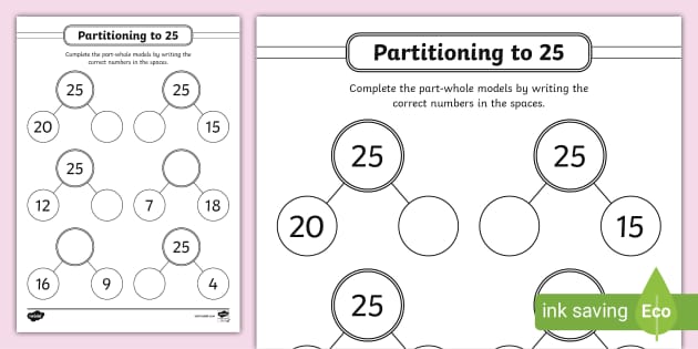👉 Partitioning to 25 Activity Sheet (teacher made)