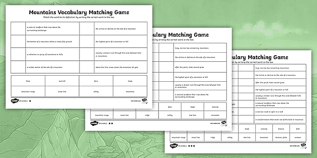 Mountains Vocabulary KS2 Matching Game (teacher made)