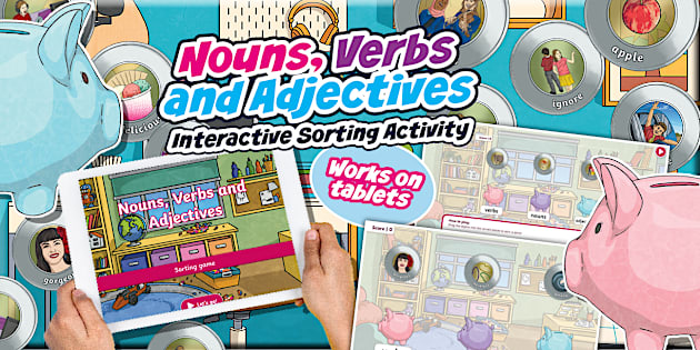 Nouns, Verbs and Adjectives Interactive Sorting Activity