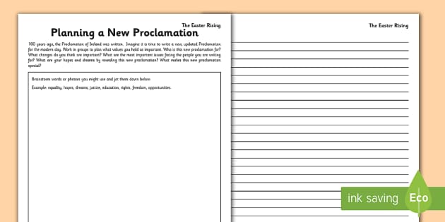 Irish History 1916 Rising Planning a Proclamation - Twinkl