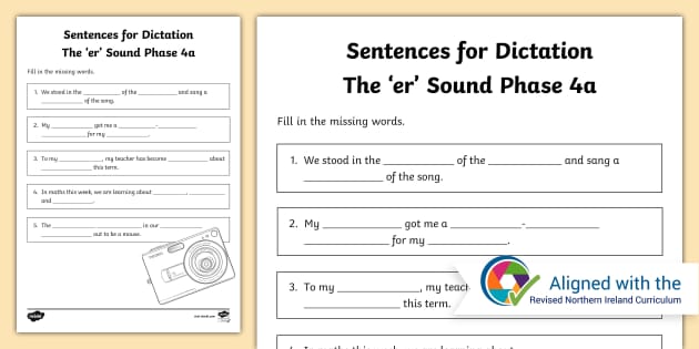 Linguistic Phonics Phase 4a 'er' Sound Dictation Sentences