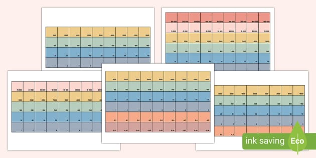 👉 Pastel Gattegno Chart Place Value Pack (teacher made)