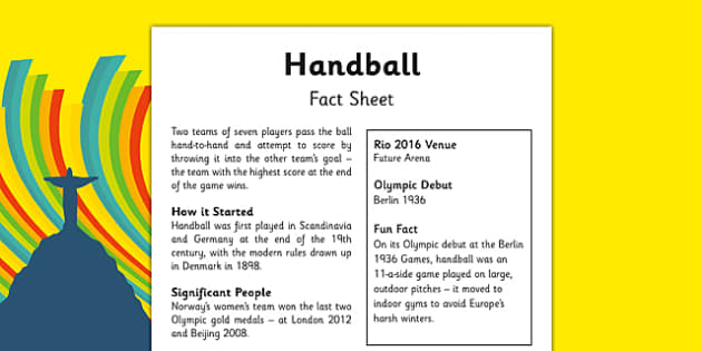 Rio 2016 Olympics Handball Fact Sheet - rio 2016, 2016 olympics, rio