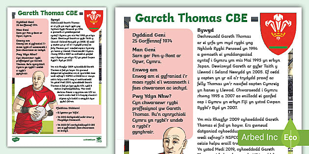 Ffeil Ffeithiau Gareth Thomas (teacher made) - Twinkl