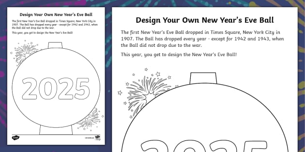Design Your Own New Year's Eve Ball Worksheet (teacher made)