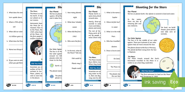 KS1 Planets and the Solar System Differentiated Reading Comprehension