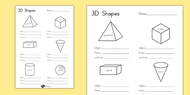 3D Shapes Worksheet | Teacher-made Resources | Y3-4 | Twinkl