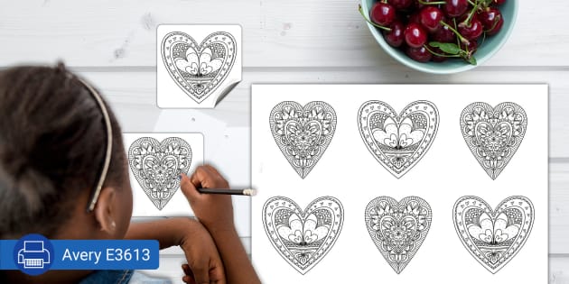 Valentines Day - Love Heart Mindfulness Colouring Stickers