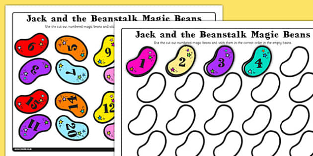 Jack and the Beanstalk Magic Bean Number Ordering 1-20 - jack