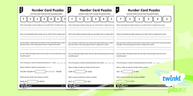 Maths Puzzles- Year 6 PlanIt Number & Place Value Home Tasks