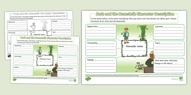 Jack and the Beanstalk Character Description Mind Map