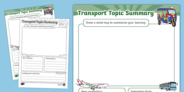 Transport Topic Summary Template (teacher made) - Twinkl
