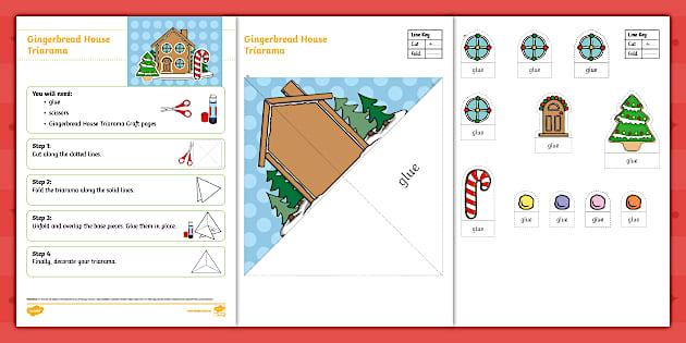 Gingerbread House Triarama Craft (teacher made) - Twinkl