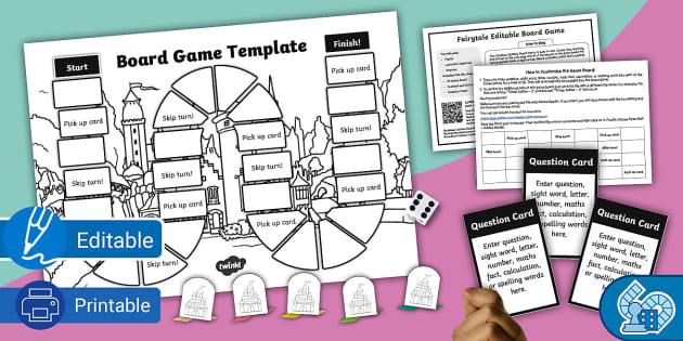 Fairytale Castle Colouring Editable Board Game - Twinkl
