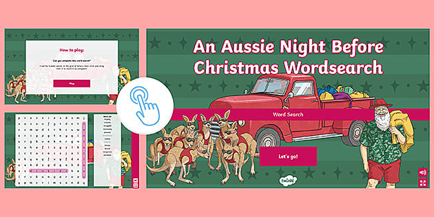 An Aussie Night Before Christmas Interactive Word Search