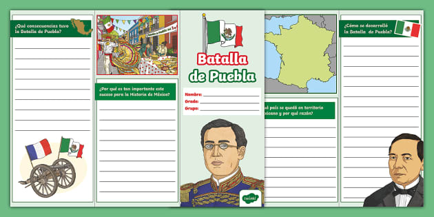 batalla de puebla - cinco de mayo - tríptico (teacher made)