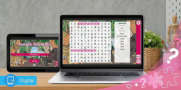 Interactive Jungle Animals Word Search Activity | Twinkl Go!