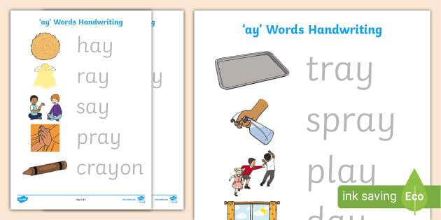 'ay' Words Handwriting Worksheets (teacher made) - Twinkl