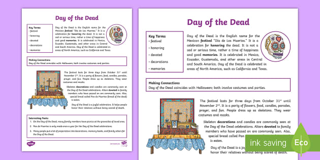 Third Grade Day of the Dead Fact File (creat de profesori)