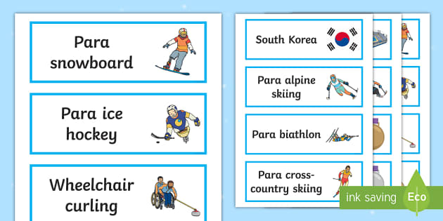 Winter Paralympics Visual Word Cards
