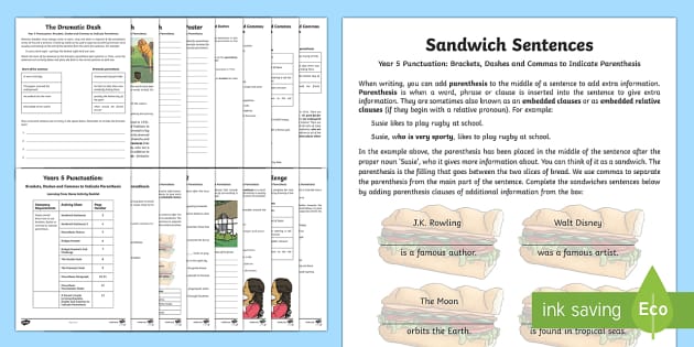 Parenthesis Year 5 | Using Brackets In Writing Worksheets