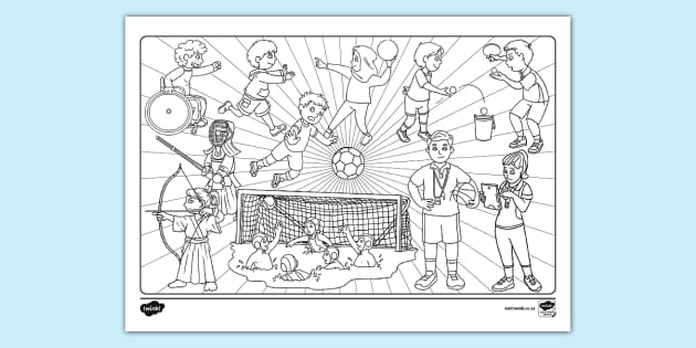 Foundation Phase Physical Education Sport Montage Colouring Page