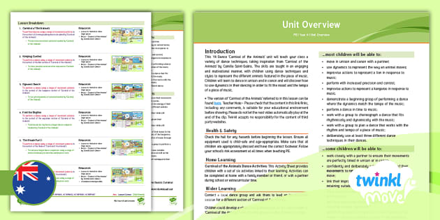 FREE! - Move PE Year 4 Dance: Carnival of the Animals Unit Overview