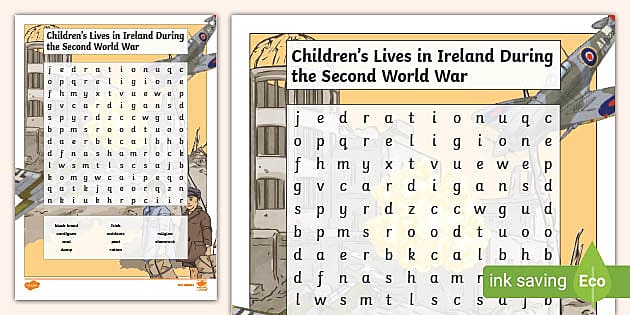 Children's Lives in Ireland During the Second World War Word Search