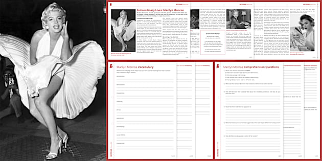 Extraordinary Lives: Marilyn Monroe Reading Comprehension