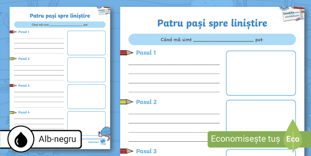 Emoții: 4 pași spre liniștire – Fișă de activitate
