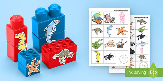 Under the Sea Matching Connecting Bricks Game (teacher made)