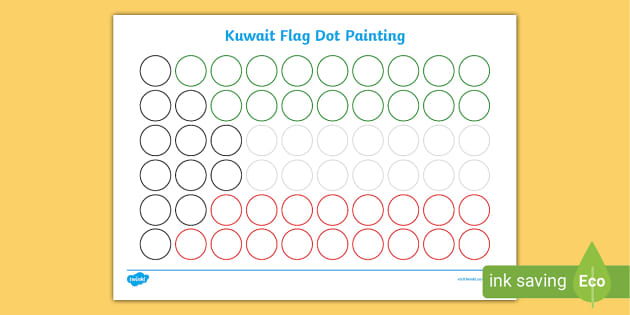FREE! - Kuwait Flag Dot Painting Worksheet (teacher made)