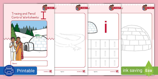 Gr. R Phonics Letter I Tracing and Pencil Control Worksheets