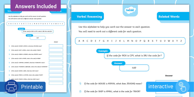 Verbal Reasoning - Related Words - L3 - Twinkl Puzzled